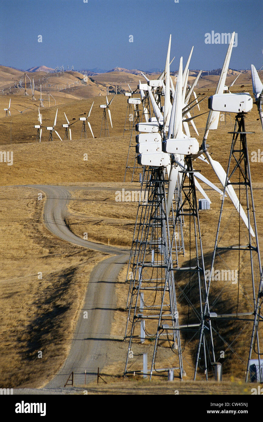 Wind turbines on landscape Stock Photo - Alamy