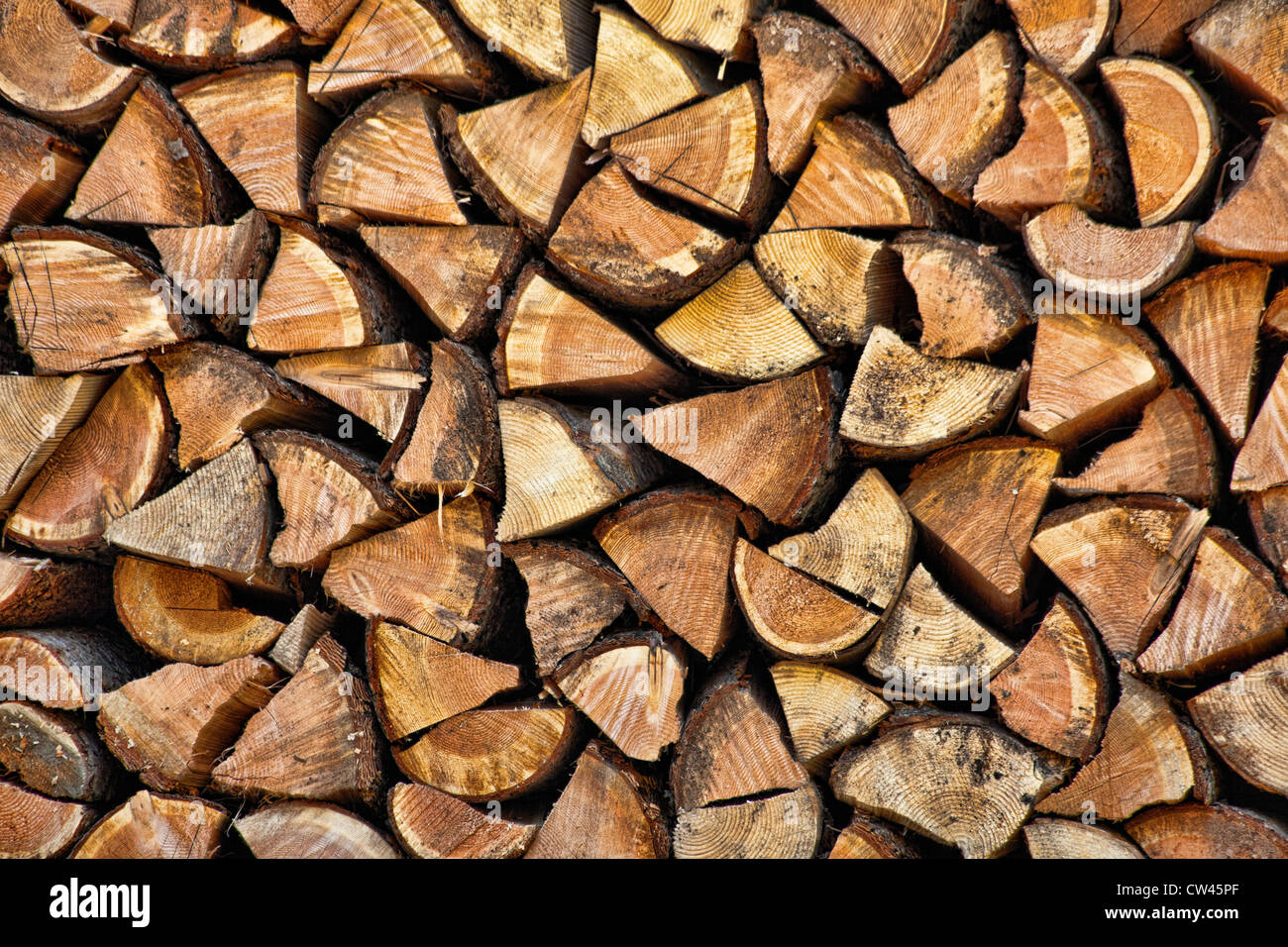 Split and Stacked Firewood Stock Photo - Alamy