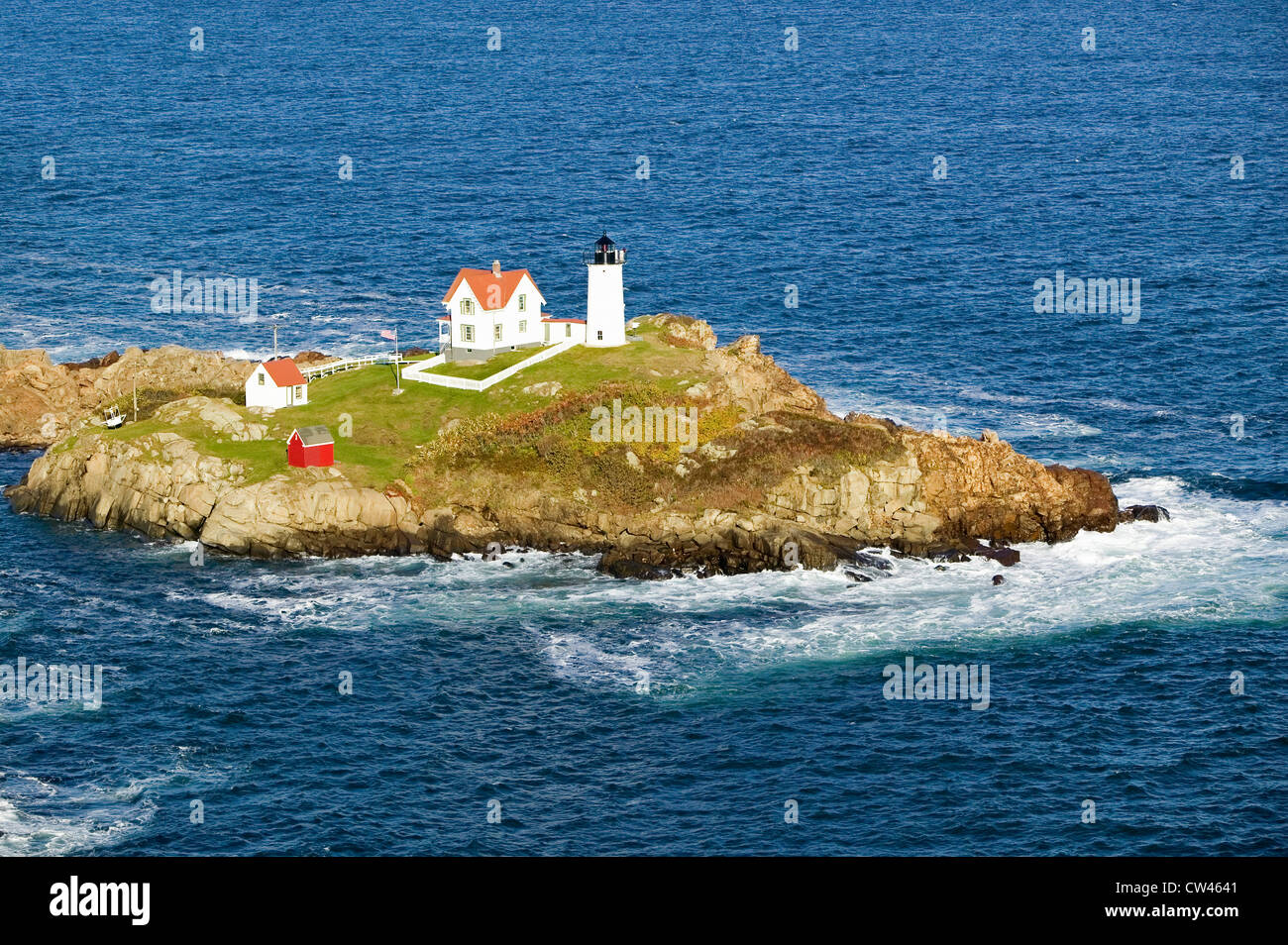 Aerial view of Nubble Lighthouse, Cape Neddick, Maine Stock Photo - Alamy