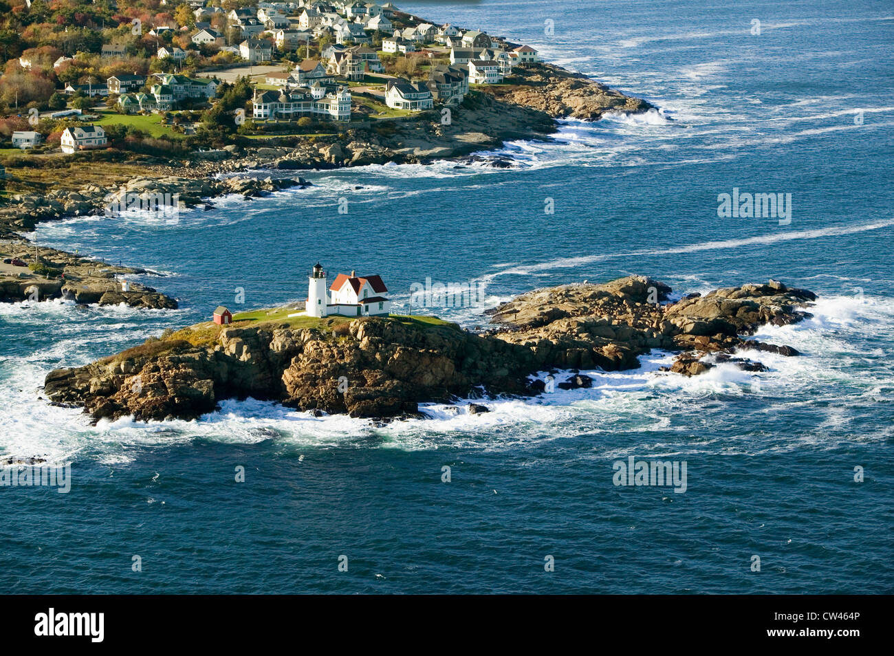 Aerial view of Nubble Lighthouse, Cape Neddick, Maine Stock Photo - Alamy