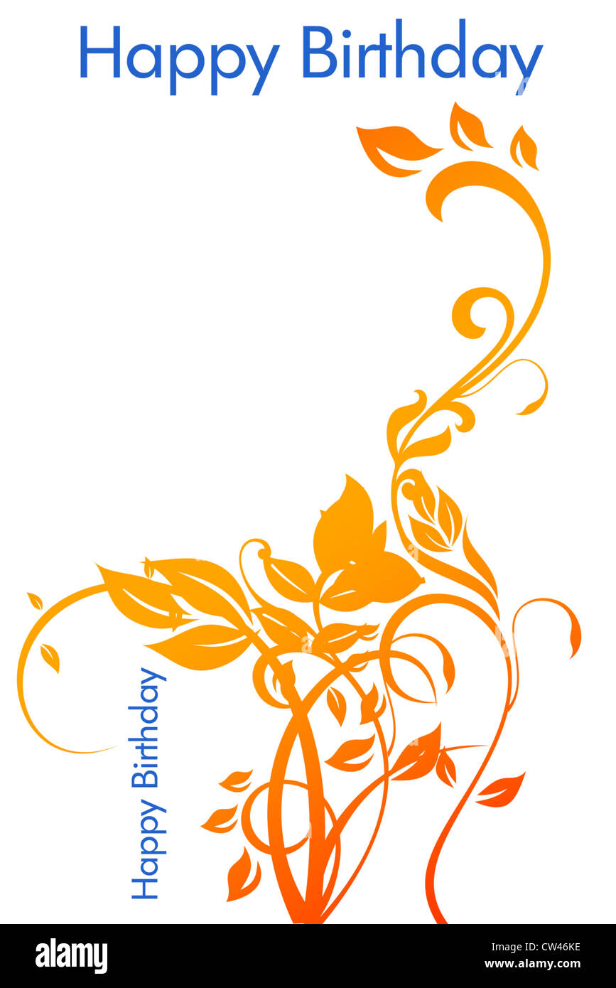 Illustrated birthday card with flowers, gradient and space for your ...