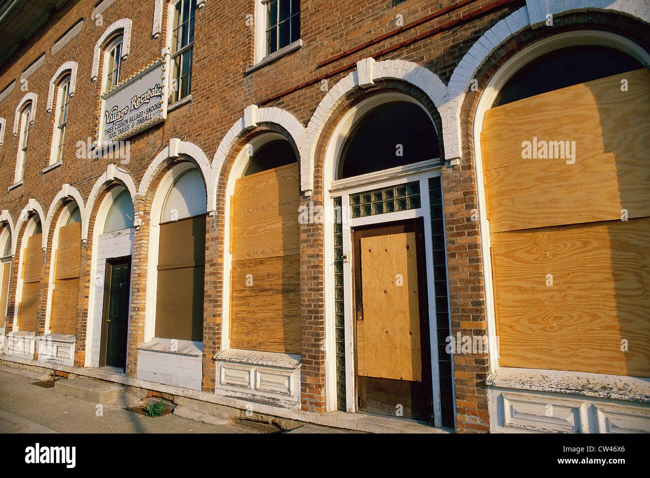 Boarded up storefronts Stock Photo - Alamy