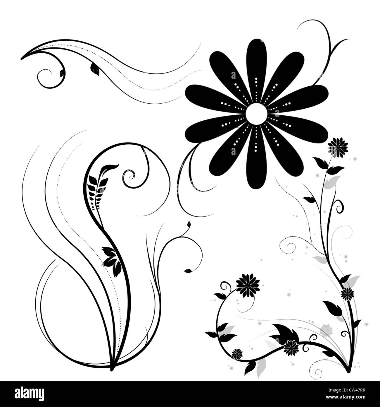 Beautiful illustrated flower background design Stock Photo - Alamy