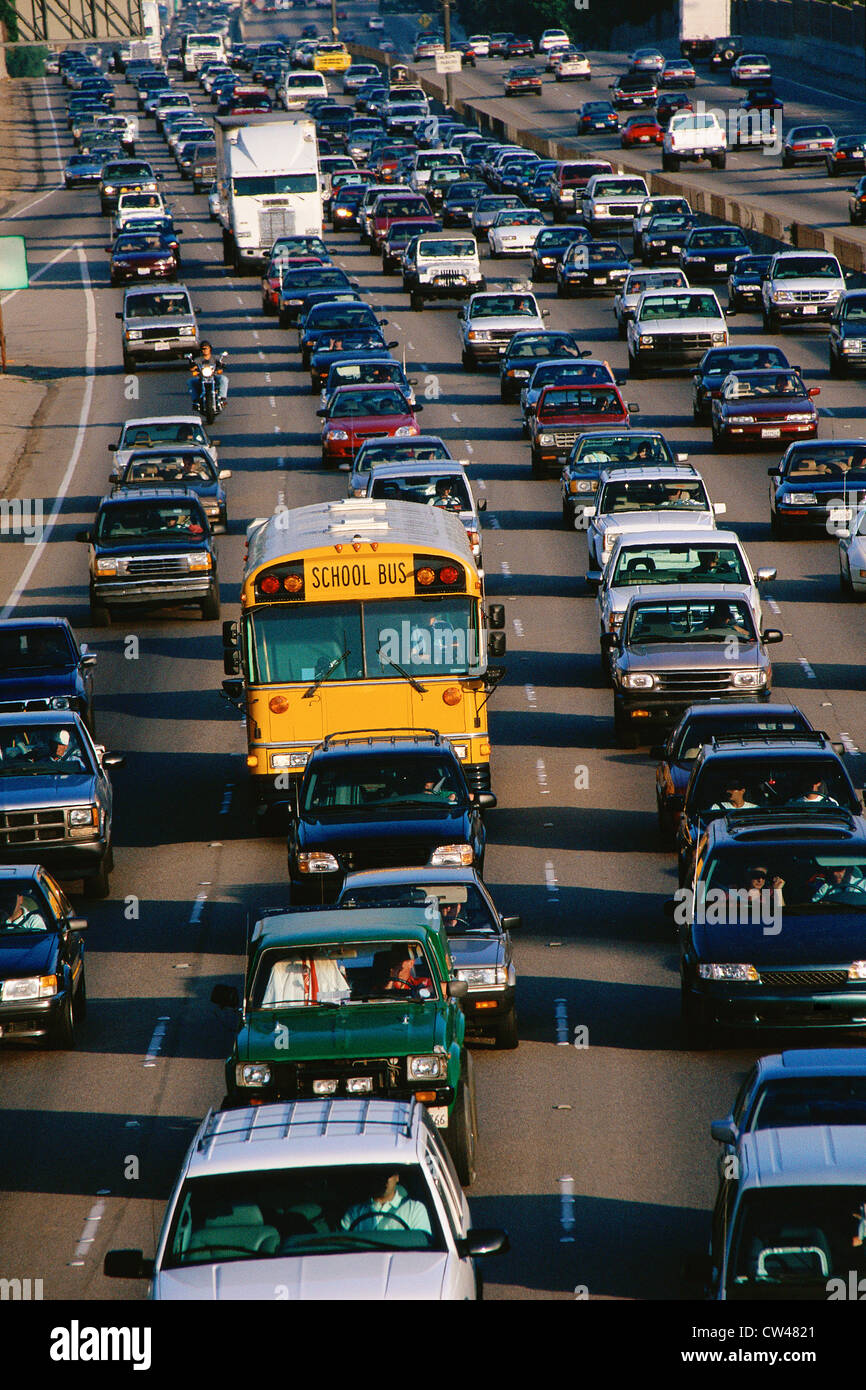 Heavy traffic on freeway Stock Photo - Alamy