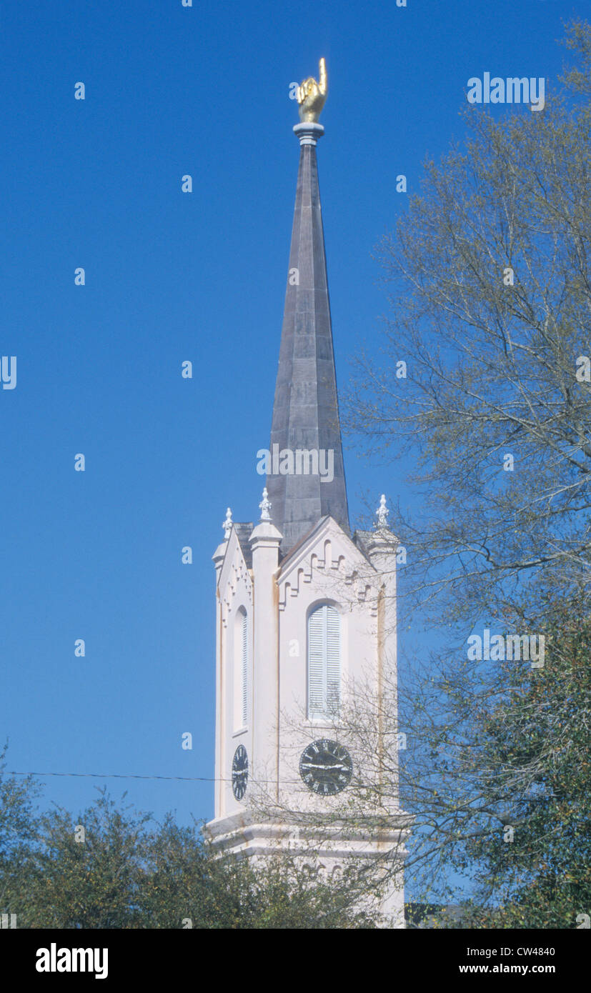 Church steeple from 1859 First Presbyterian Church showing finger ...