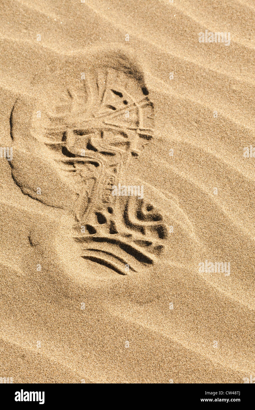 Close-up of boot print on sand, Pacific Beach, Washington State, USA ...