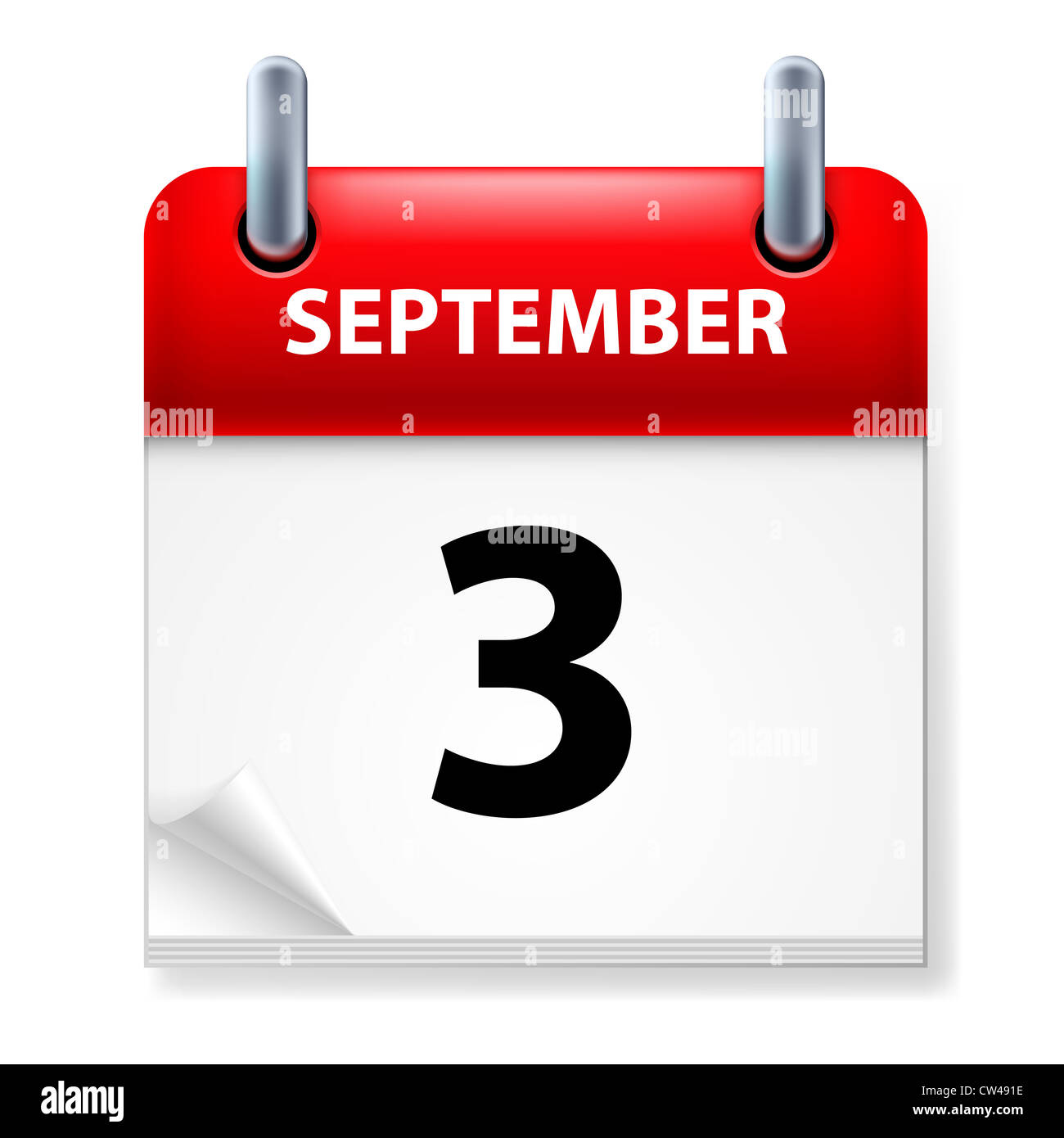 Third September in Calendar icon on white background Stock Photo - Alamy