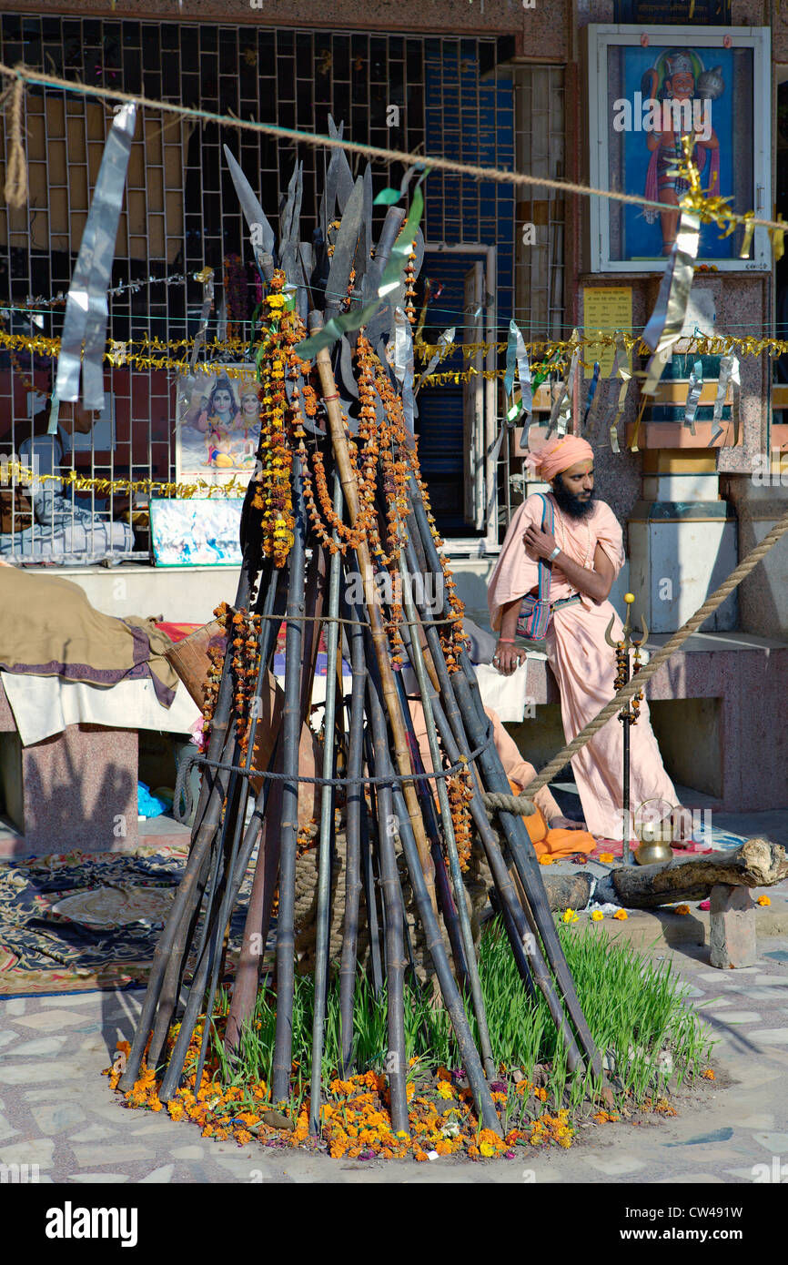 Spears and other arms & weapons of a group of Naga Sadhu's, holy men ...