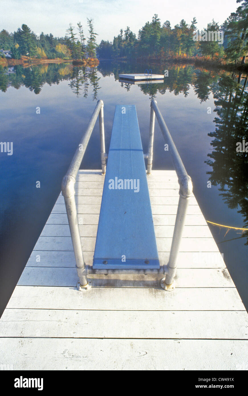 Diving board and pier at Purity Spring, NH Stock Photo - Alamy
