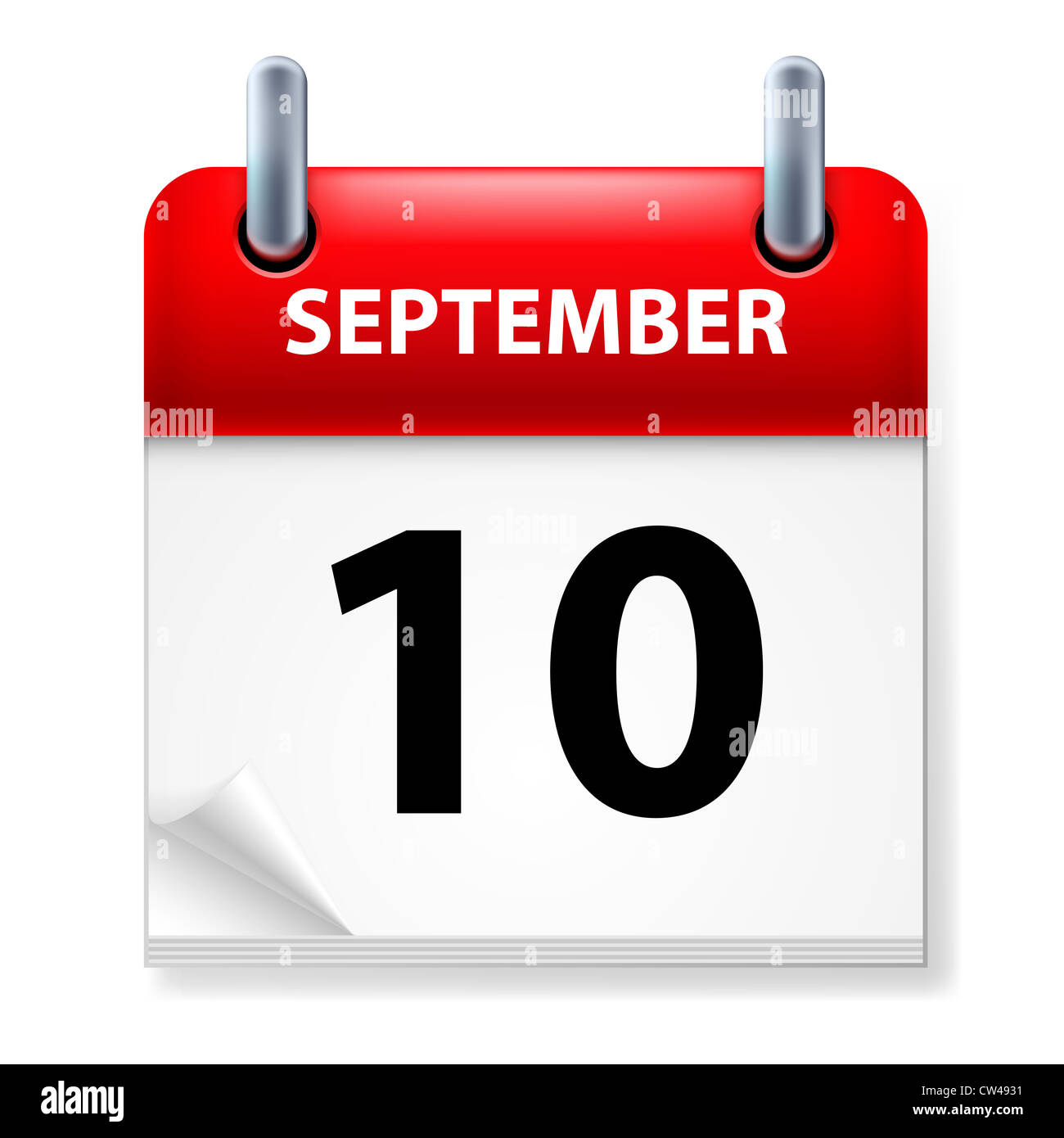 Tenth September in Calendar icon on white background Stock Photo - Alamy