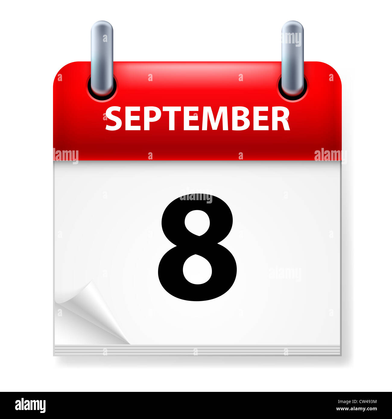 Eighth September in Calendar icon on white background Stock Photo - Alamy