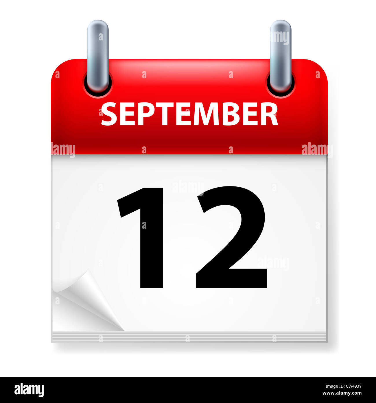 Twelfth September in Calendar icon on white background Stock Photo - Alamy