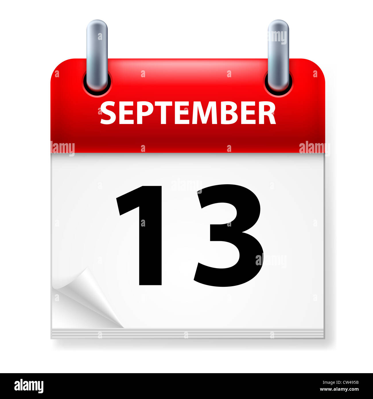 Thirteenth September in Calendar icon on white background Stock Photo ...