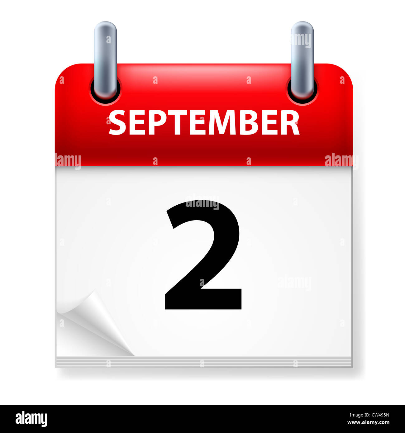 Second September in Calendar icon on white background Stock Photo - Alamy