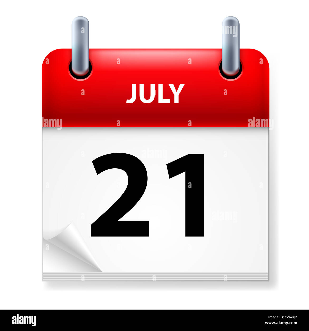 Twenty-first July in Calendar icon on white background Stock Photo - Alamy
