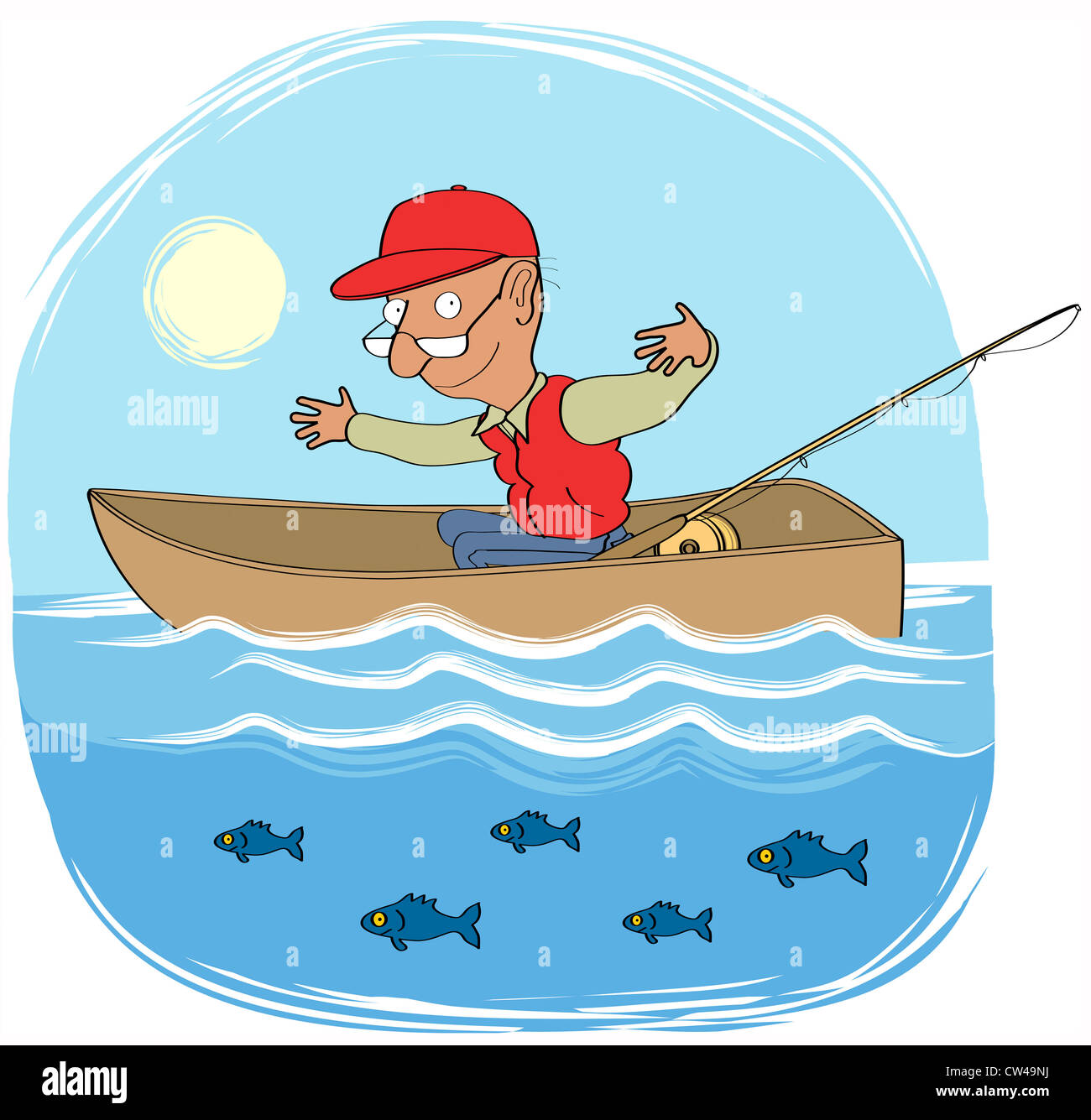 Man rowing boat illustration hi-res stock photography and images - Alamy