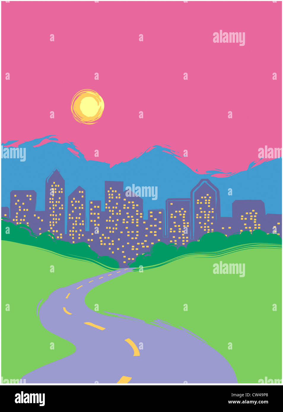 City scape illustration hi-res stock photography and images - Alamy