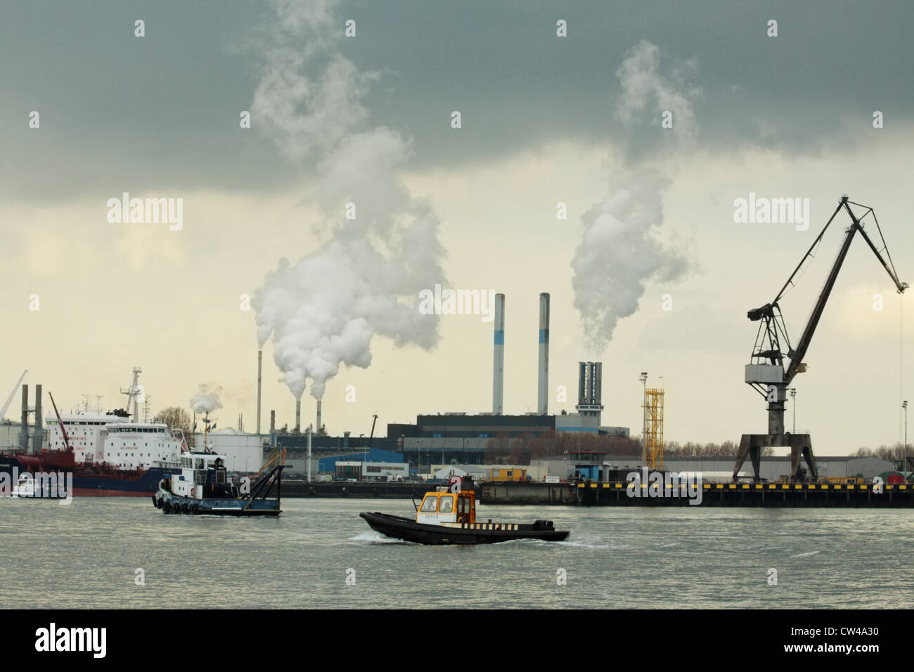 Power station chimneys belch out steam; Port of Rotterdam launch in ...
