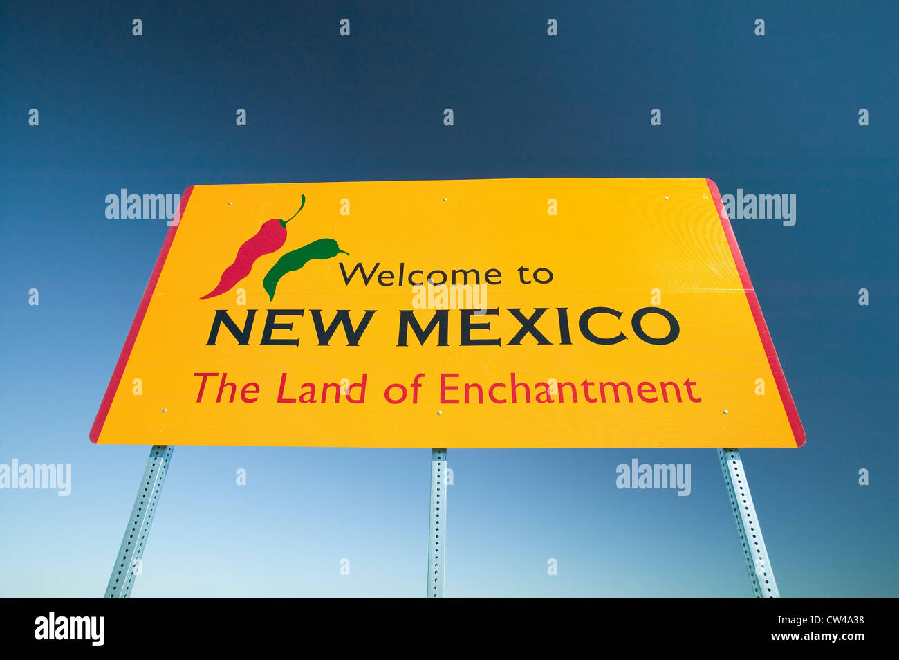 Welcome to New Mexico state sign, ''The Land of Enchantment Stock Photo ...
