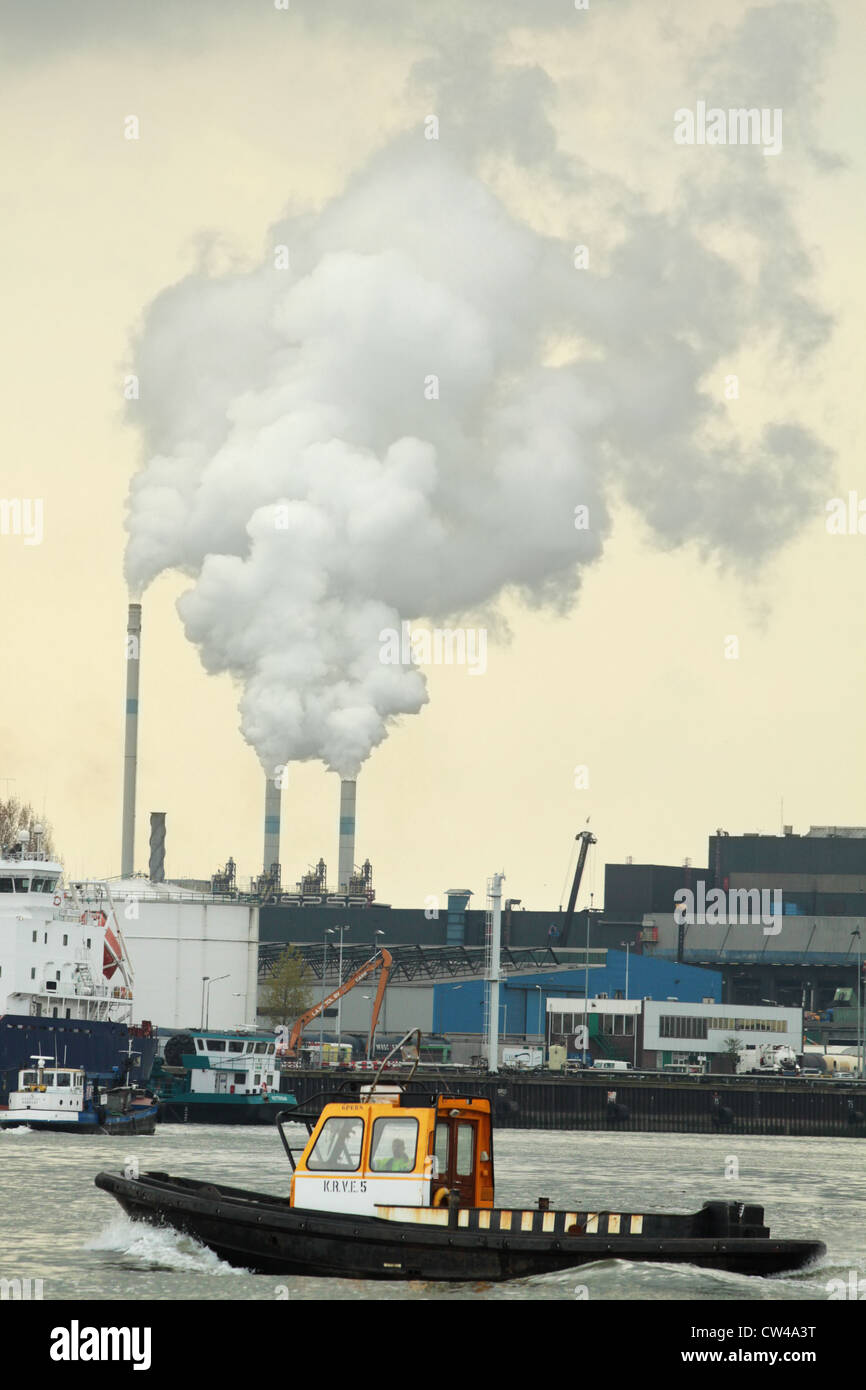 Power station chimneys belch out steam; Port of Rotterdam launch in ...