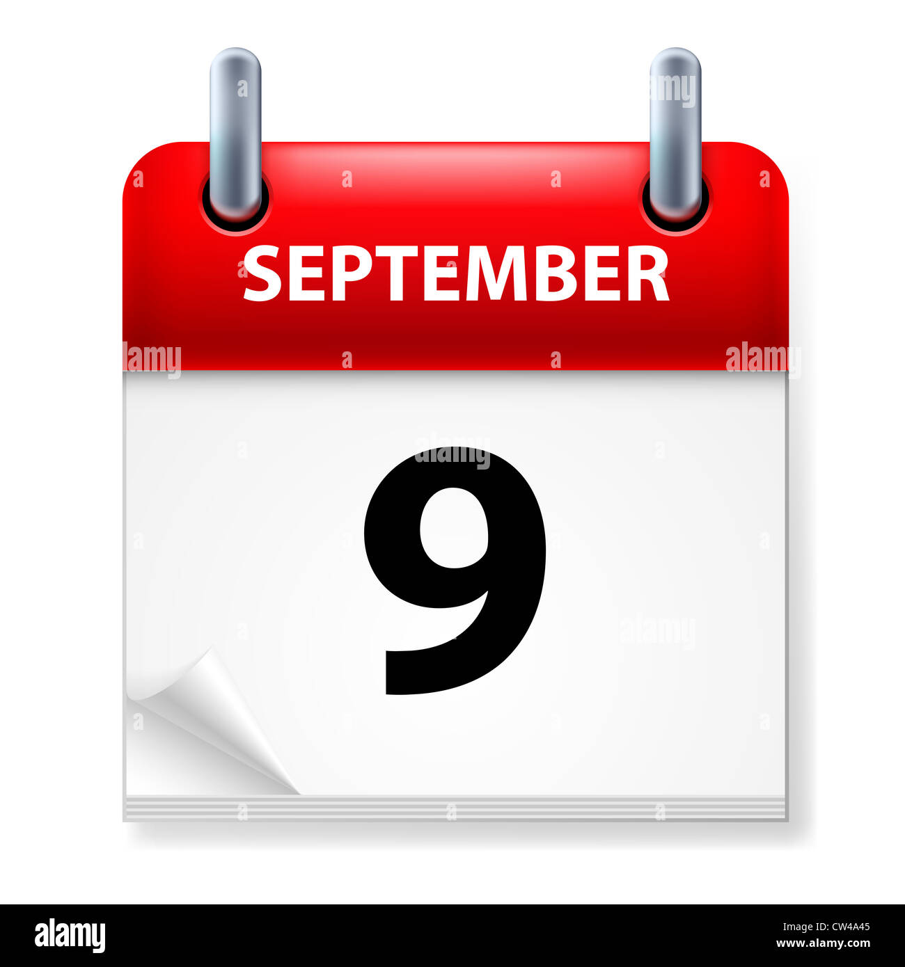 Ninth September in Calendar icon on white background Stock Photo - Alamy