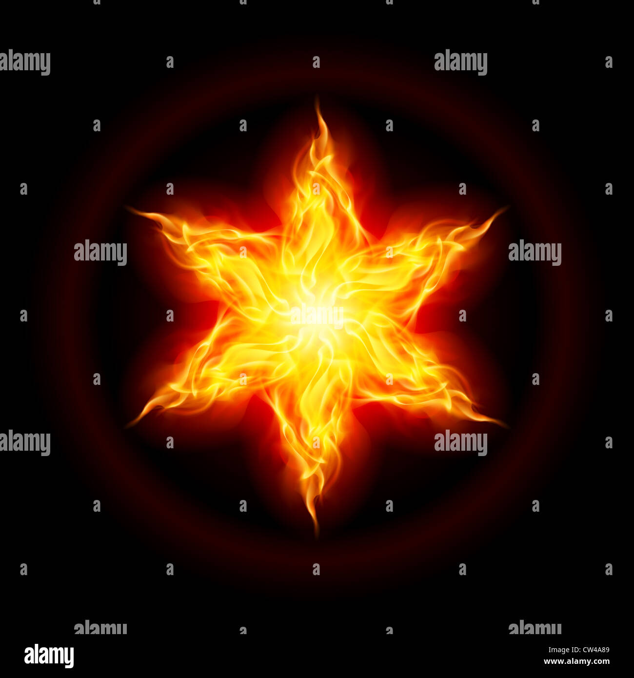 Abstract Fire star. The form of the second. Illustration on black ...