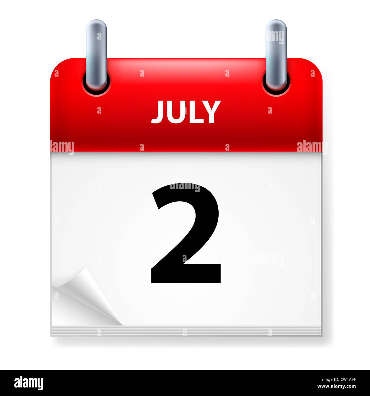 Second July in Calendar icon on white background Stock Photo - Alamy