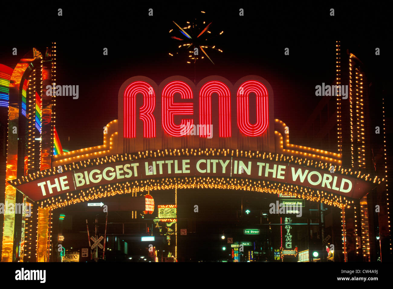 Neon lights at night in Reno, NV Stock Photo - Alamy