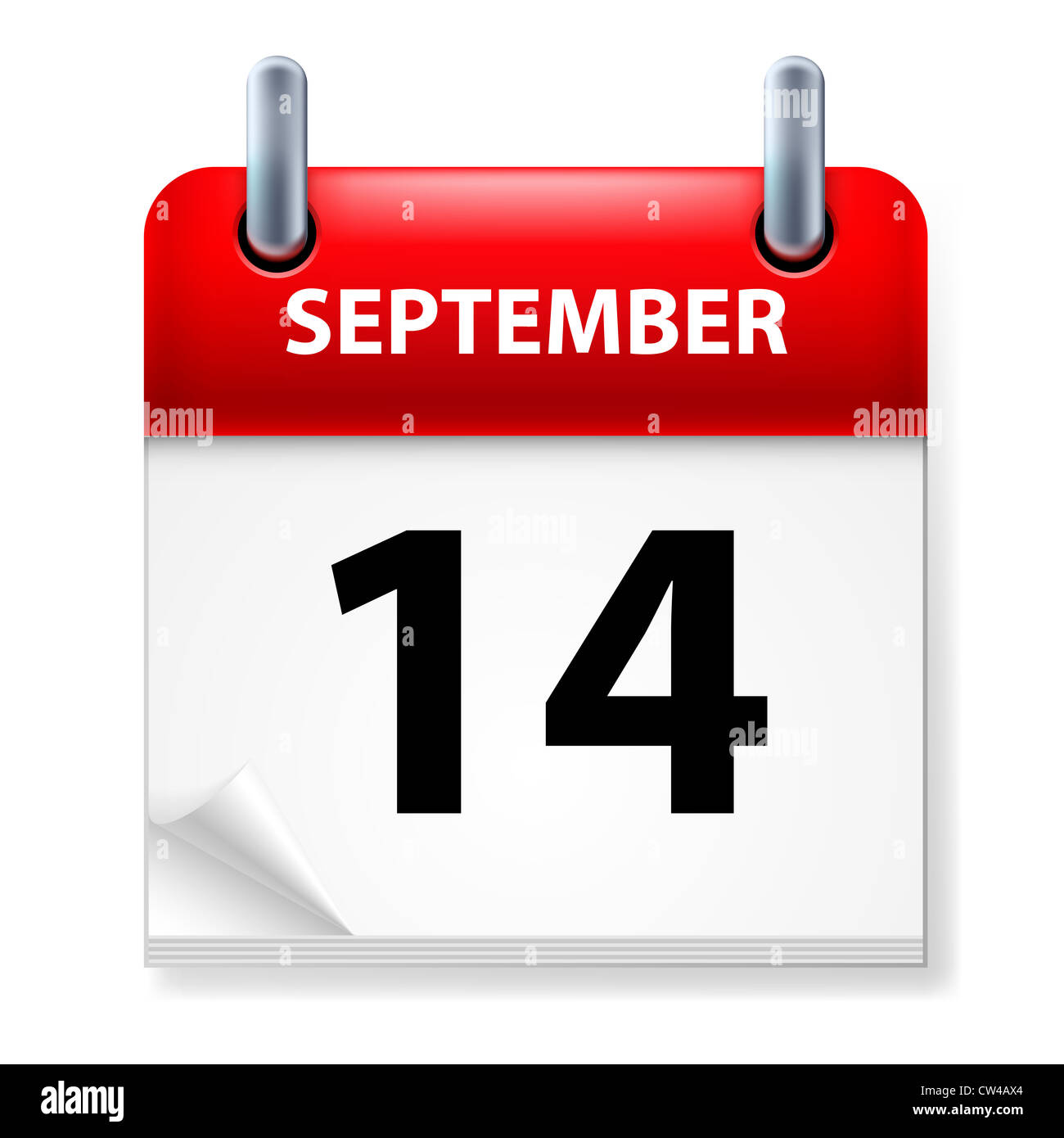 Fourteenth September in Calendar icon on white background Stock Photo ...