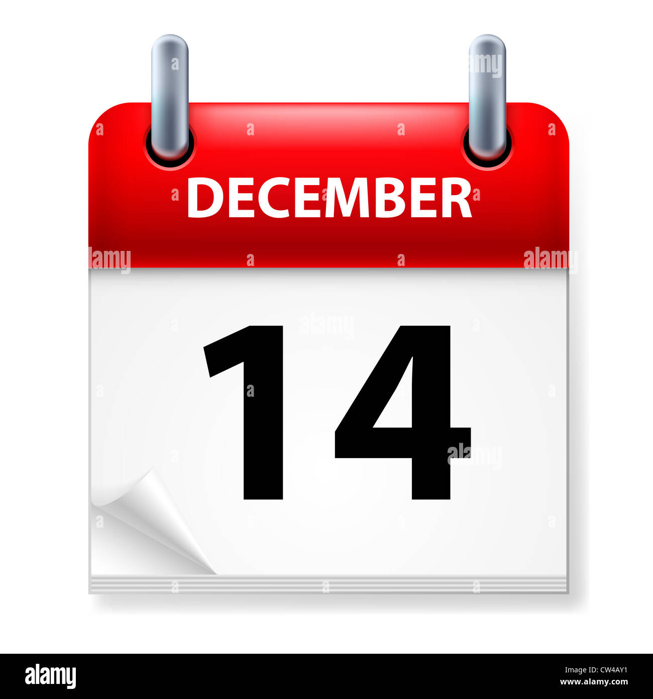 Fourteenth in December Calendar icon on white background Stock Photo ...