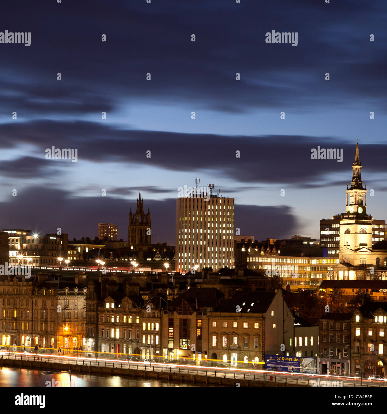 Night view of the Newcastle skyline from Gateshead Stock Photo - Alamy