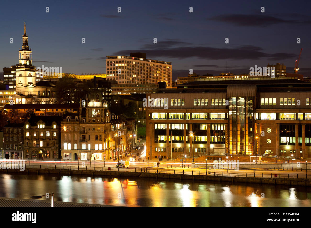 Night view of the Newcastle skyline from Gateshead Stock Photo - Alamy