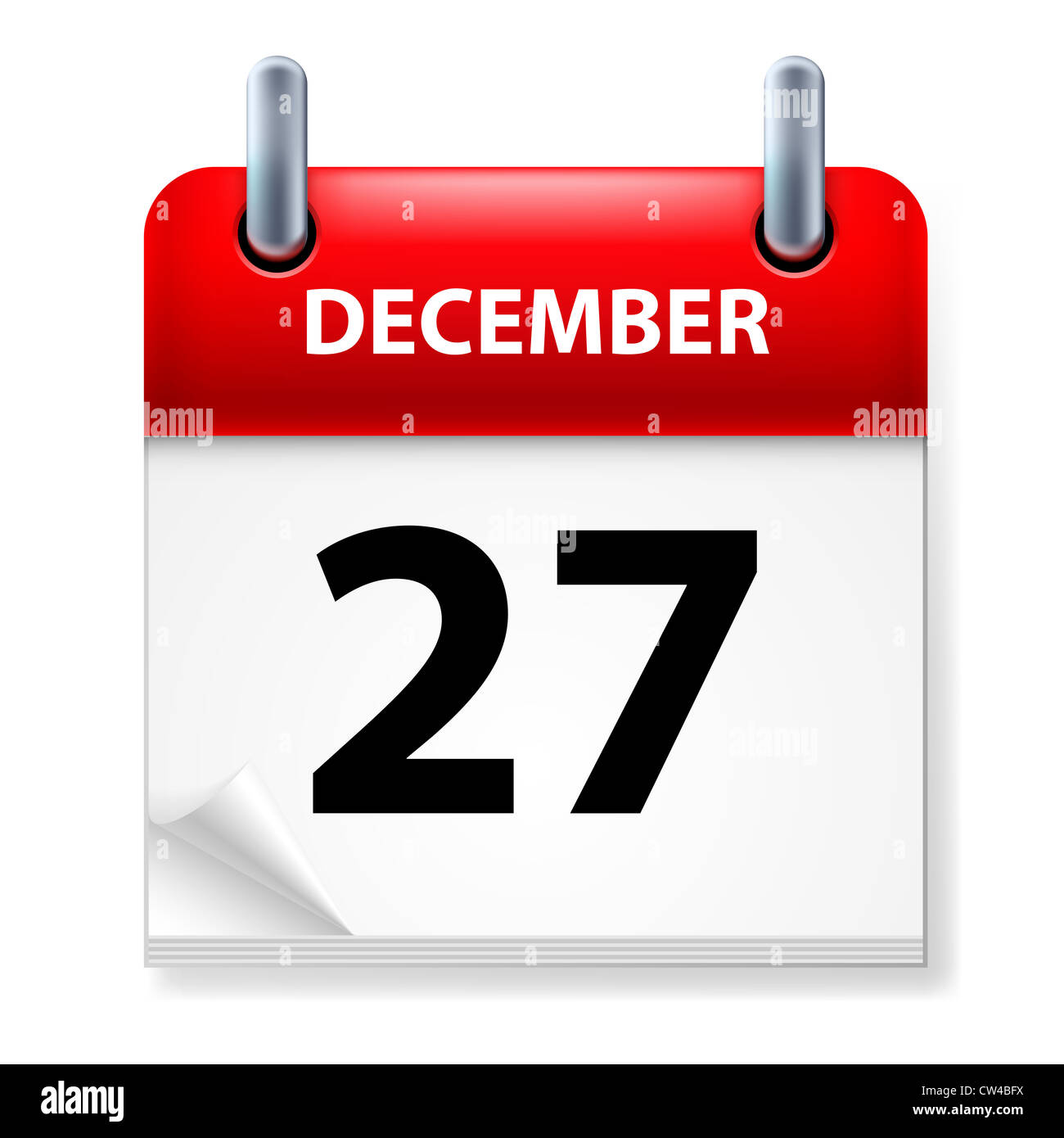 Twenty-seventh in December Calendar icon on white background Stock ...