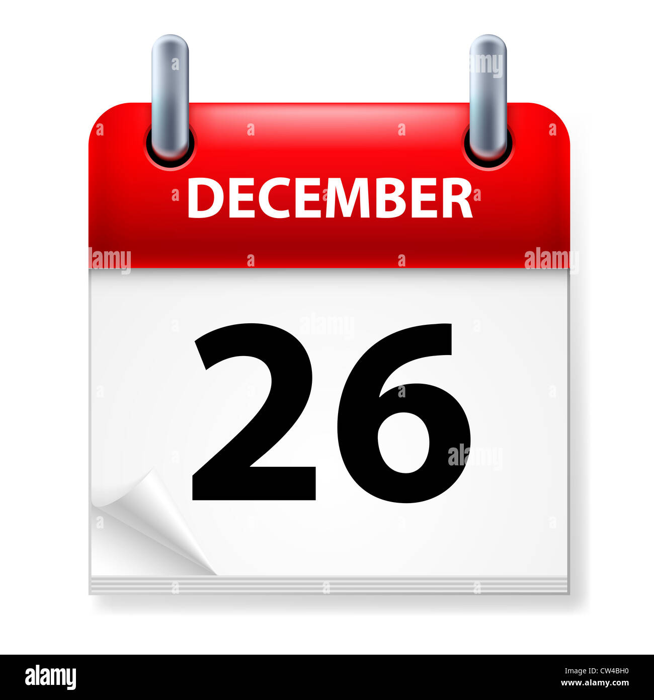 Twenty-Sixth in December Calendar icon on white background Stock Photo ...