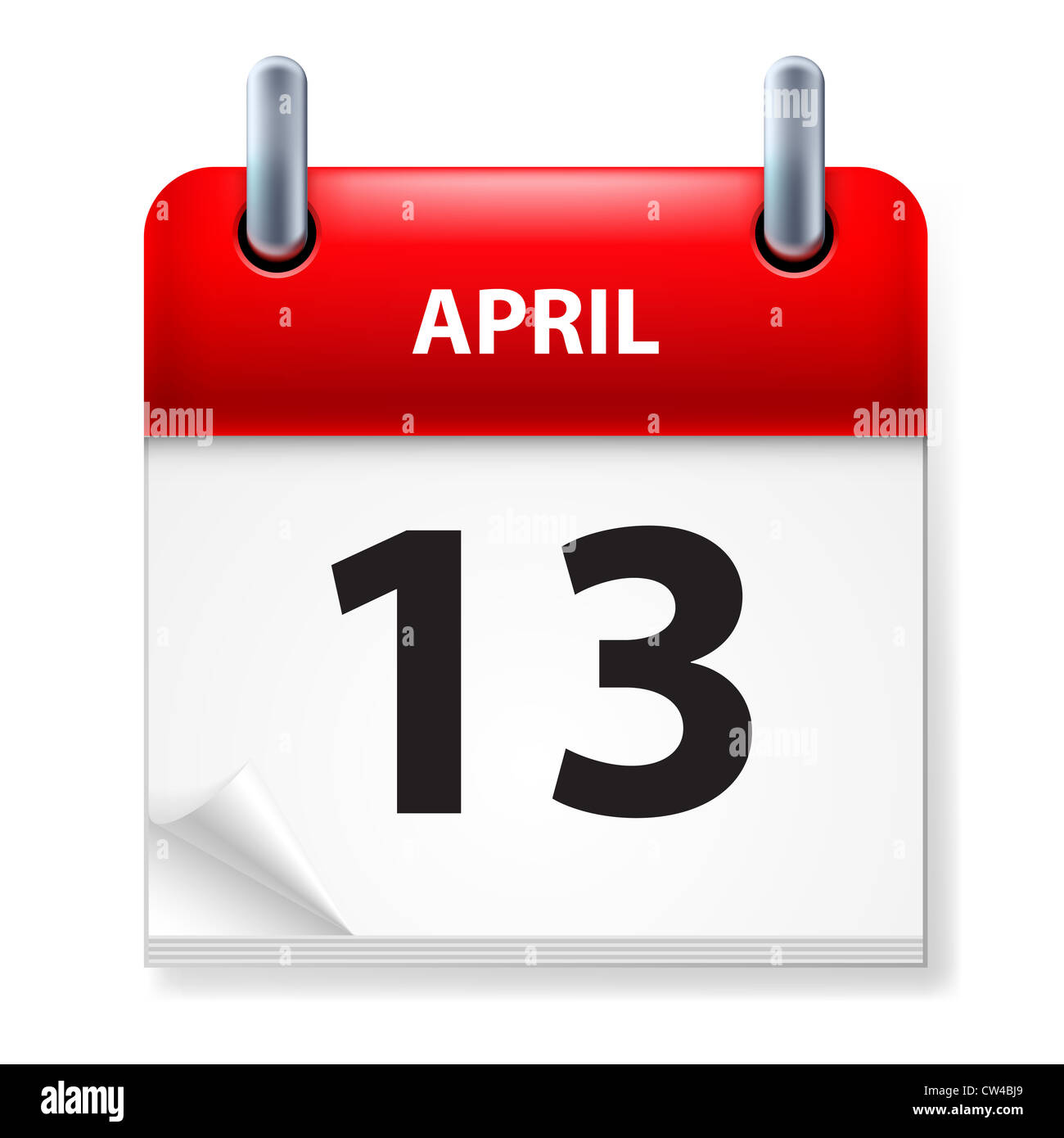 Thirteenth in April Calendar icon on white background Stock Photo - Alamy