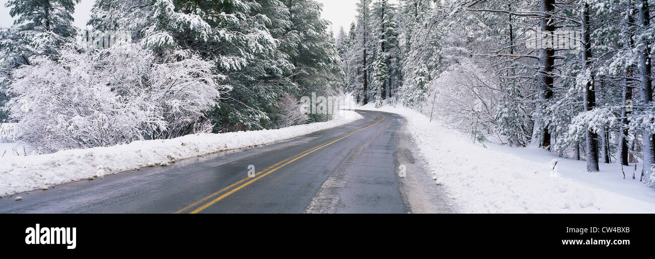 Winter road curving through snowy hi-res stock photography and images ...