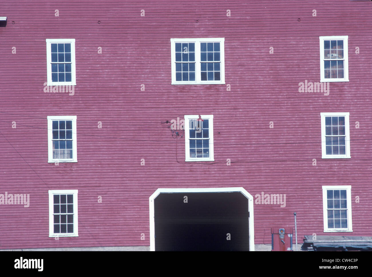 Close up of red barn with windows, VT Stock Photo - Alamy