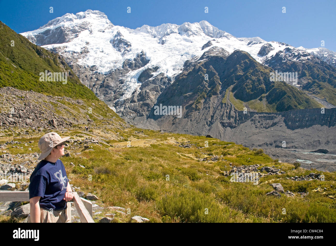 At White Horse Hill near Mt Cook village, looking northwest to the ...
