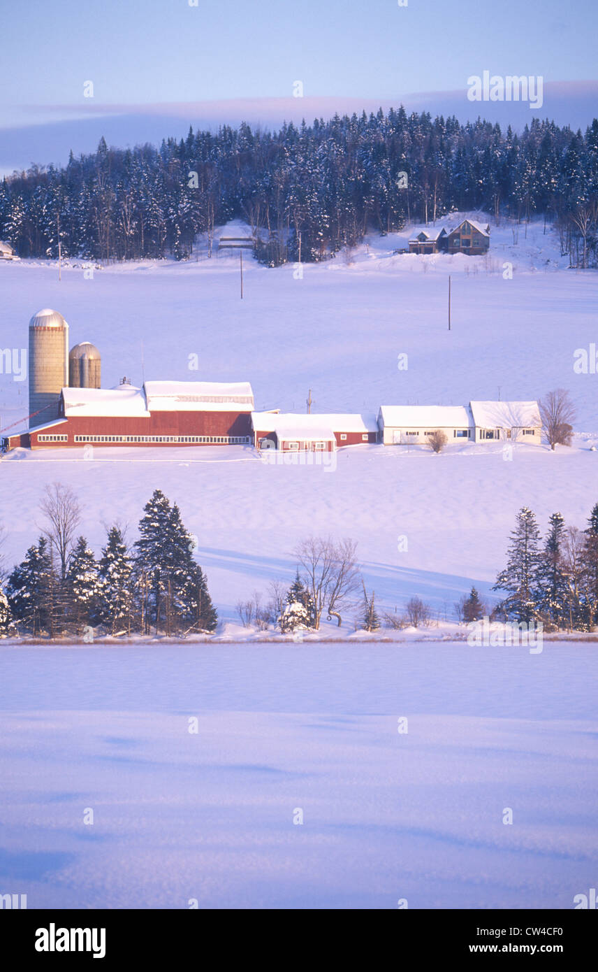 View of farm in winter snow, VT Stock Photo - Alamy