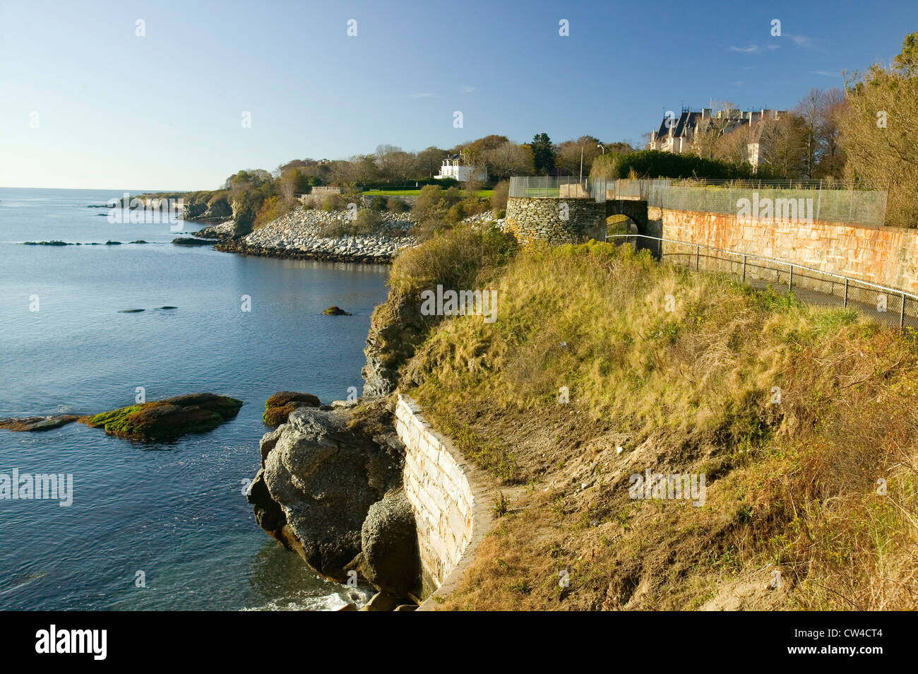The Cliff Walk, Cliffside Mansions of Newport Rhode Island Stock Photo ...