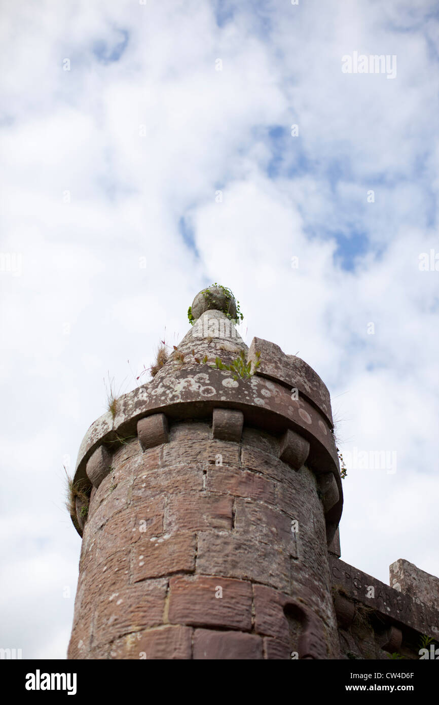 Overgrown turret of Glenborrodale Castle on the Ardnamurchan Peninsula ...
