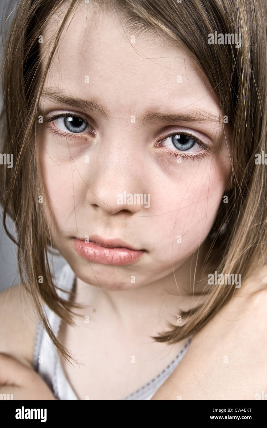 Shot of a Sad Blue Eyed Girl Stock Photo - Alamy