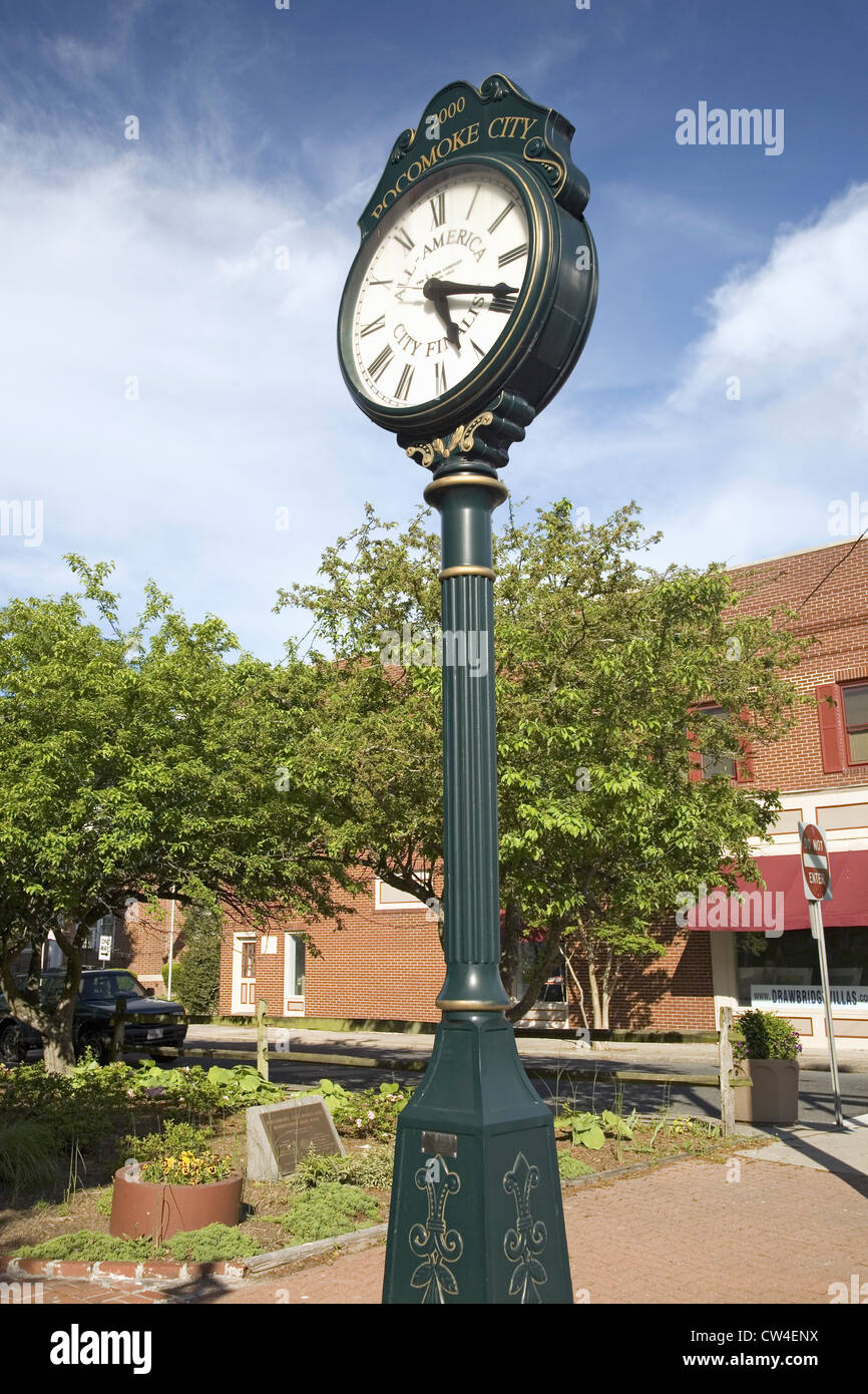 Town clock in Pocomoke City, the Eastern Shore of Maryland Stock Photo ...