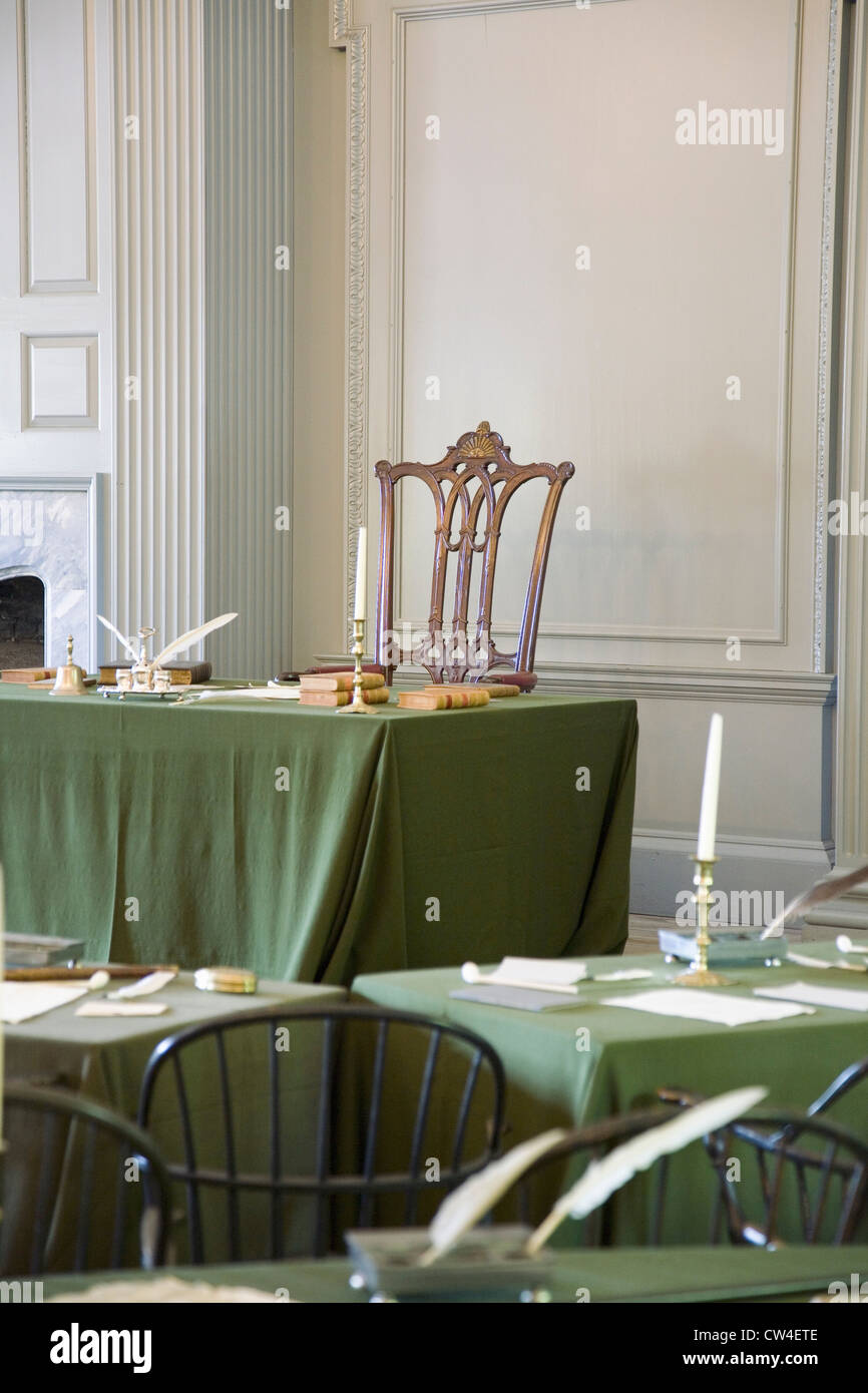 Restored Assembly Room with Rising Sun Chair George Washington ...