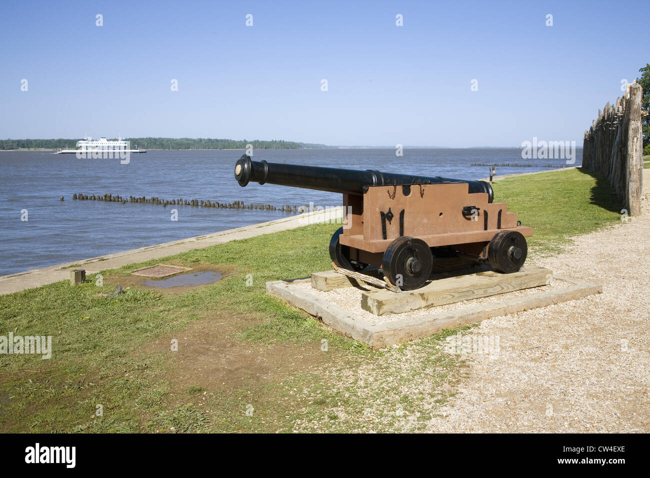 Replica of canon faces James River James Fort Jamestown Virginia the ...