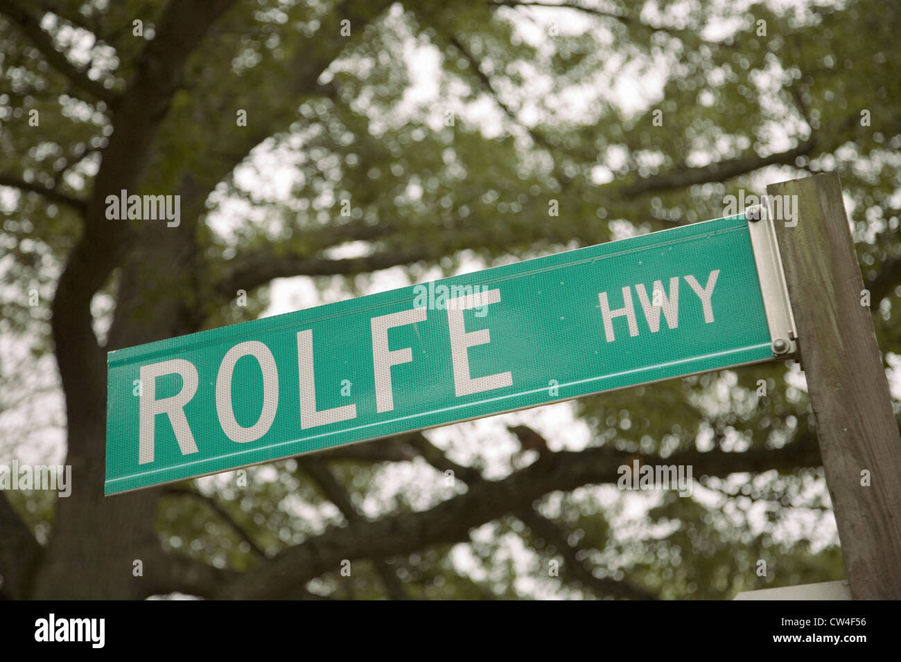 Rolfe Highway road sign, named for John Rolfe of Jamestown and husband ...