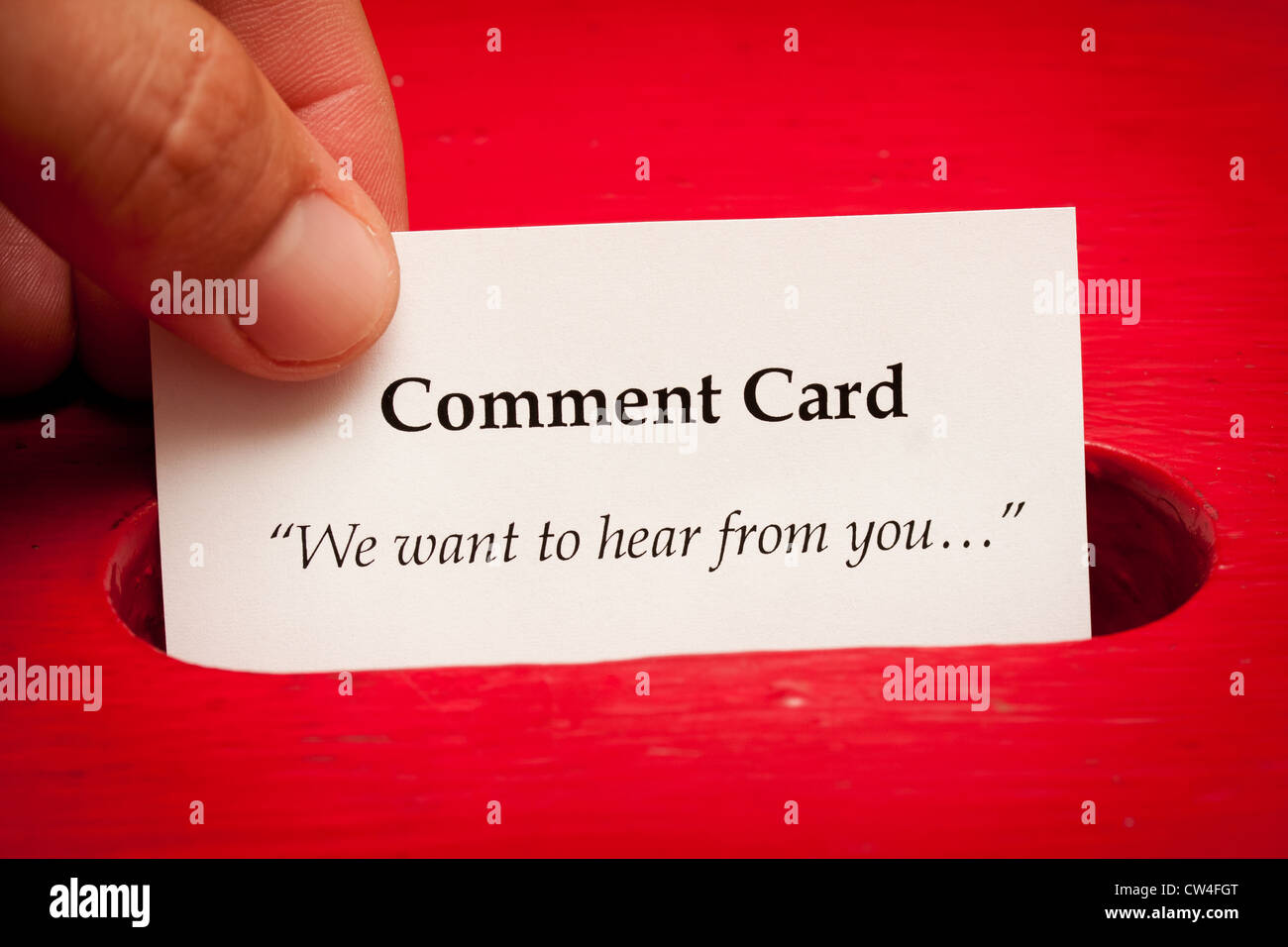 Comment card for customer service Stock Photo - Alamy