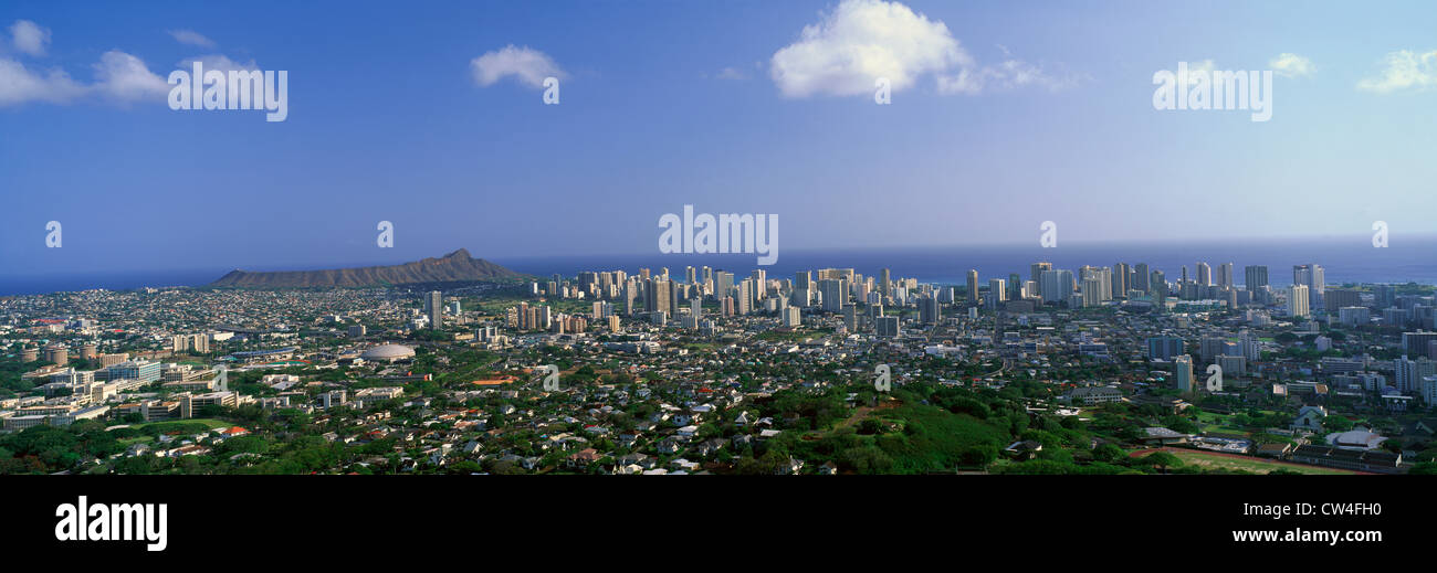 City of Honolulu and Diamond Head Volcano, Oahu, Hawaii Stock Photo - Alamy