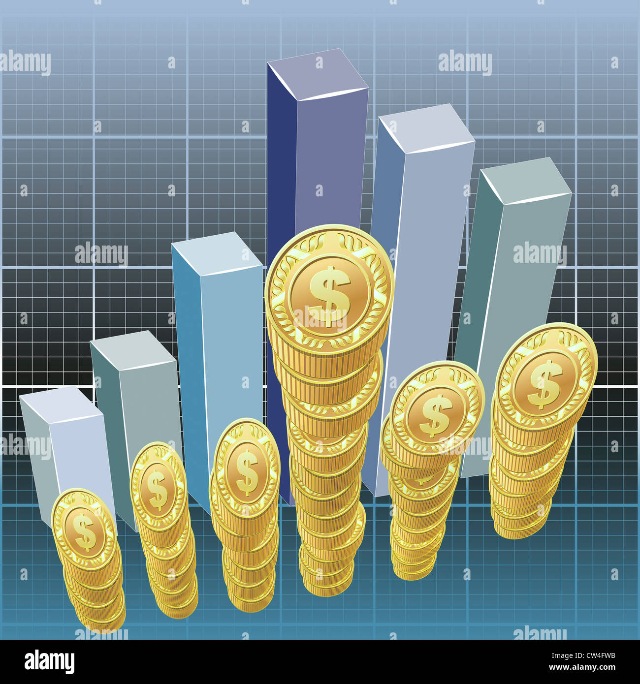 Dollars and bar graph background Stock Photo - Alamy
