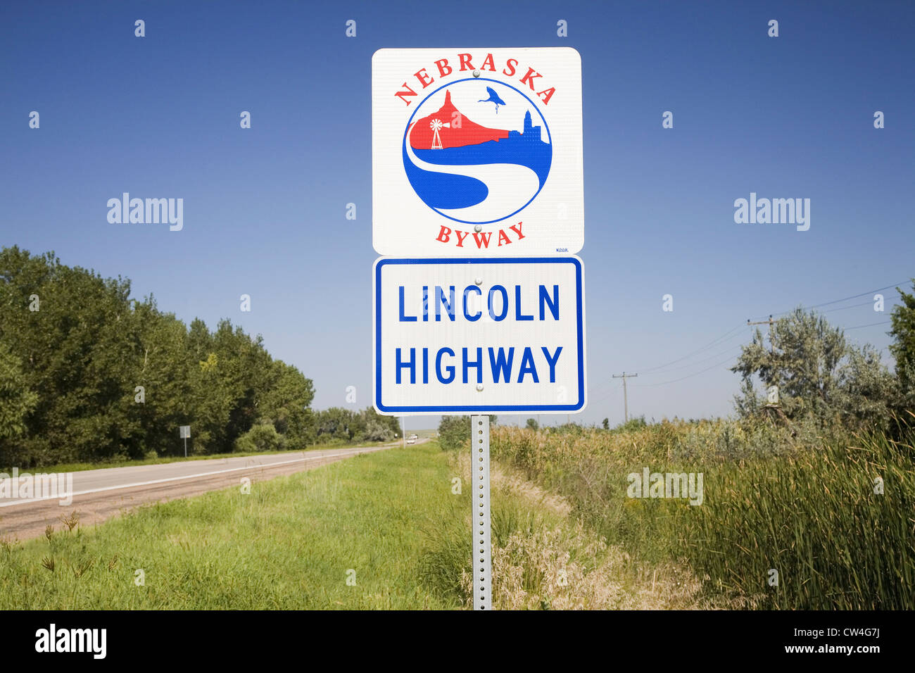 Road sign for Lincoln Highway, US 30, Nebraska Byway, America's first ...